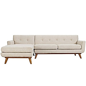 Modway EEI-2068-BEI-SET Engage Left-Facing Upholstered Fabric Sectional Sofa, Beige