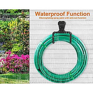 Metal Garden Hose Holder - Heavy Duty Hose Hanger Wall Mounted Water Hose Holder for Outside Yard, Durable Hose Hooks Ideal for Water Hose, Extension Cords (1pc Black)