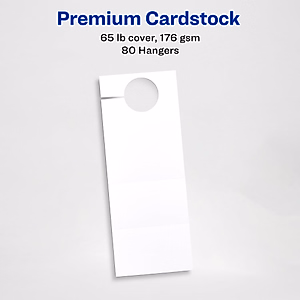 Avery Printable Door Hangers with Tear-Away Cards, 4.25" x 11", Matte White, 80 Blank Door Hangers for Laser and Inkjet Printers (16150)