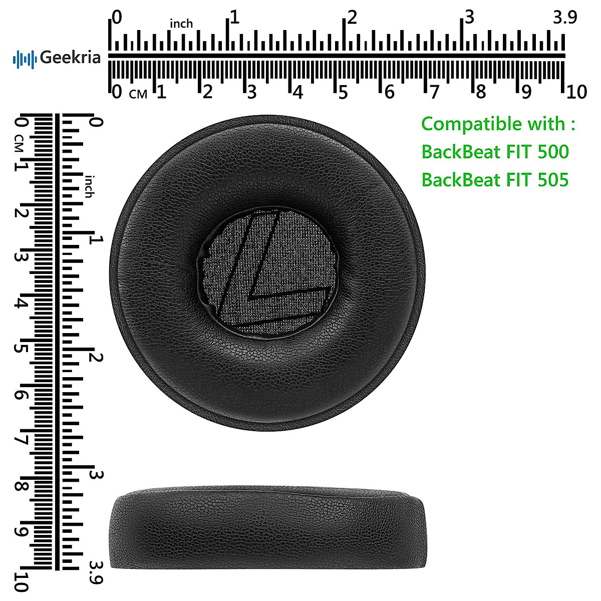 Geekria QuickFit Replacement Ear Pads for Plantronics BackBeat FIT 500, BackBeat FIT 505 Headphones Ear Cushions, Headset Earpads, Ear Cups Cover Repair Parts (Black)