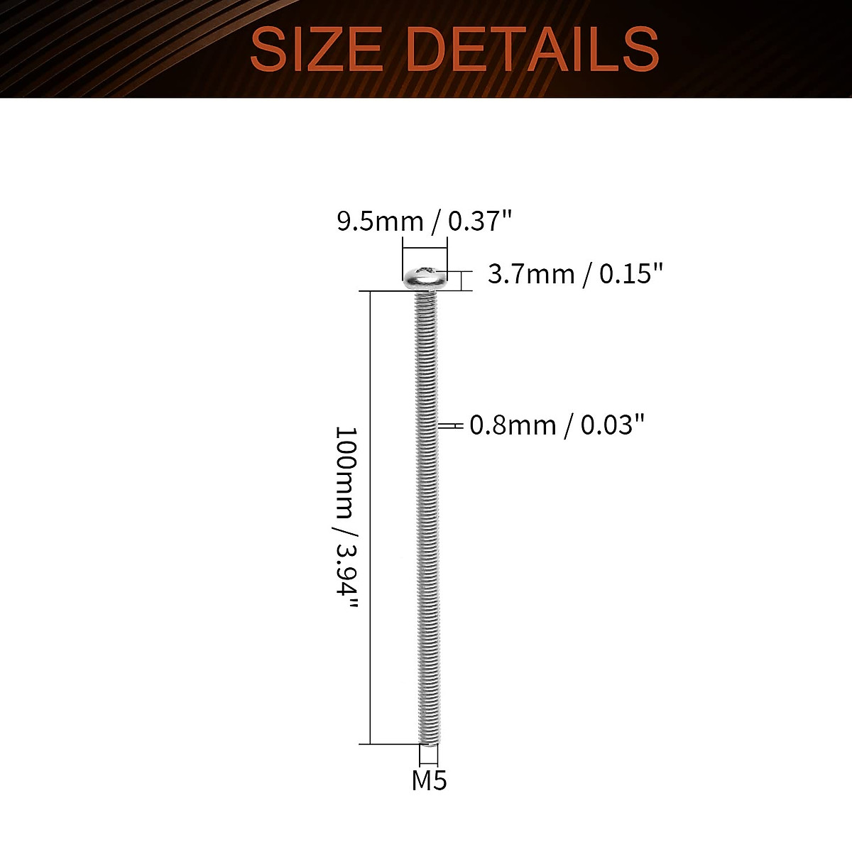 MroMax M5-0.8x100mm Pan Head Phillips Machine Screws 304 Stainless Steel Metric Cross Head Screws Bolts Fasteners Fully Threaded Silver Gray 3Pcs