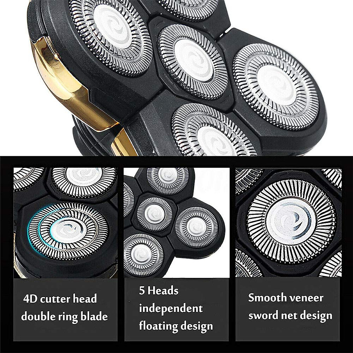 5 Head Shaver Heads, 2PCS Shaver Blade Heads Shaver Replacement for Electric Razor Shaving Bald Tool, Head and Face Electric Razor Shaver Head, Not Fit for Remington Razors