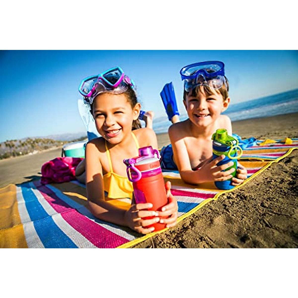 Bubba Flo Kids Water Bottle with Leak-Proof Lid, 16oz Dishwasher Safe Water Bottle for Kids, Impact and Stain-Resistant, Coral