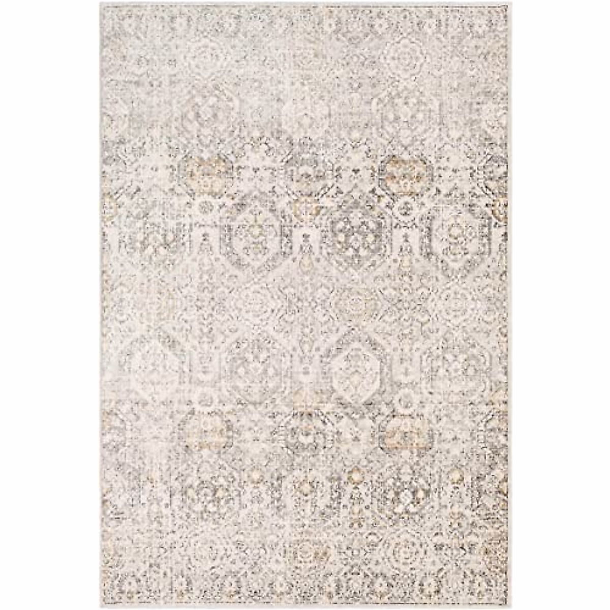 Hauteloom Bluffs Moroccan Farmhouse Living Room Bedroom Dining Room Area Rug - Bohemian Style - Boho Vintage Distressed - Beige, Gray, Brown, Cream 6'7" x 9'