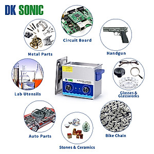 DK SONIC 3L Ultrasonic Cleaner,Stainless Steel Ultrasonic Jewelry Cleaner with Cleaning Basket,Timer and Heater,Mechanical Sonic Cleaner for Cleaning Carburetor Parts,Eyeglasses,Coins (110V,0.79Gal)