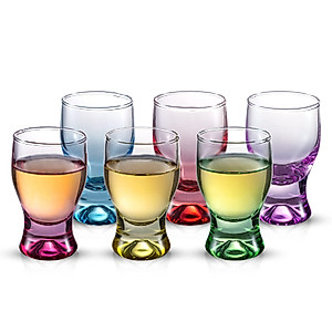M&N HOME 6 Pack Shot Glass Set, Glass Shot Glasses, Cute Shot Glasses, 2 Oz Shot Glasses, Wedding Shot Glasses, Mini Brandy Sniffers, Liquor Glasses, New Years Eve Party Supplies - Multicolored Set