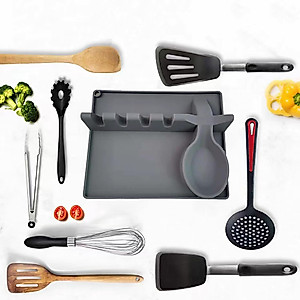 XIAOLIUYI 1Pack Premium Silicone Spoon Rest - large spoon rest, silicone utensil rest,spoon rest for stove top
