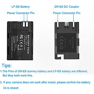 HY1C ACK-E6 AC Power Adapter LP-E6/LPE6N/LPE6NH Dummy Battery Kit for Canon EOS R, R5, R6, R7, 5D Mark III IV, 6D, 7D, R6 5D 6D 7D Mark II, 90D 80D 70D Cameras.