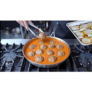 Babish 12 Inch Stainless Steel Triply Professional Grade Fry Pan w/Stainless Lid