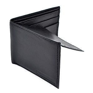 Umo Lorenzo Black Bi-Fold Leather Wallet - For Dads and Grads