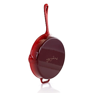 Megachef Enamel Cast Iron Skillet, 10.25 Inch, Red