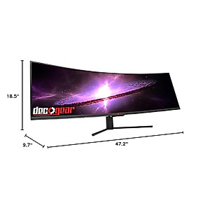 Deco Gear 49" Curved Ultrawide E-LED Gaming Monitor, 32:9 Aspect Ratio, Immersive 3840x1080 Resolution, 144Hz Refresh Rate, 3000:1 Contrast Ratio (DGVIEW490)