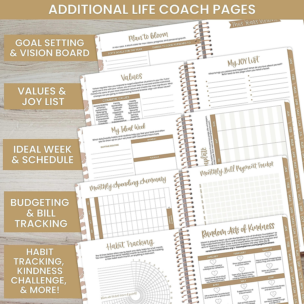 bloom daily planners 2024 Calendar Year Day Planner (January 2024 - December 2024) - 5.5” x 8.25” - Weekly/Monthly Agenda Organizer Book with Stickers & Bookmark - Tan Leopard