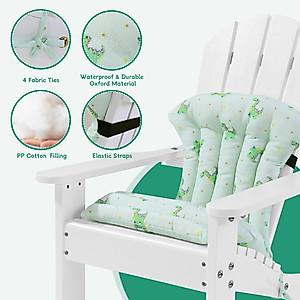 MABOZOO Kids’ Adirondack Chair Cushion, Indoor/Outdoor Patio Chair Pad Rocking Chair Cushion for Children, Thickened High Back Lounge Chairs Cushion with Ties(20x15x3 inch, Dinosaur-Print
