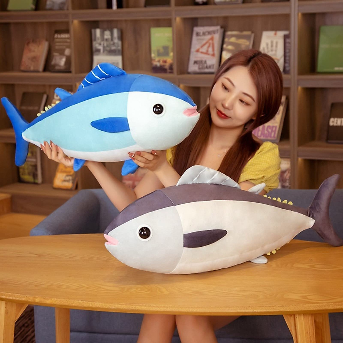 TONGMAN 3D Giant Bluefin Tuna Cushion Pillow Plush PillowStuffed Animal Toy Pillow for Home Decoration Gifts, Plush Toy (25.5 inches / 65 cm)