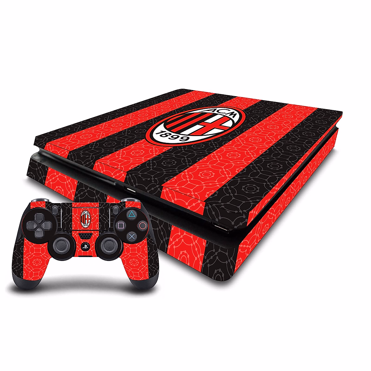 Head Case Designs Officially Licensed AC Milan Home 2020/21 Crest Kit Vinyl Sticker Gaming Skin Decal Cover Compatible with Sony Playstation 4 PS4 Slim Console and DualShock 4 Controller