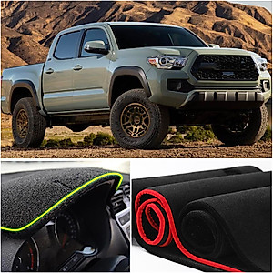 KEEGTBOX Dash Mat Cover Interior Dashboard Protection pad Compatible with Toyota Tacoma SR SR5 TRD Sport TRD Off-Road Limited and TRD Pro 2016-2023 Dashboard Cover Pad Carpet Protector (Red Trim)