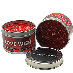 LOVE WISH CANDLE | Rose Petals Scented Candles | CANDLES FOR HOME SCENTED | Lavender | LONG LASTING FRAGRANCE | LOVE CANDLE | Handcrafted in USA | Up to 25 Hour Burn Time (Premium Wax Blend, 6oz)
