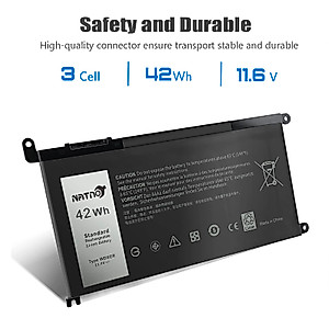 NATNO WDX0R Laptop Battery for Dell Inspiron 13-5000 15-5000 15-7000 17-5000 Series 7378 7368 5368 5378 5379 7560 7569 7570 7579 5565 5567 5568 5578 5767 5765 [42Wh 11.4V 4Cell]