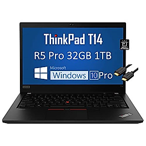 Lenovo ThinkPad T14 14" FHD (32GB RAM, 1TB PCIe SSD, 6-Core Ryzen 5 Pro 4650U (Beats i7-1165G7)), Full HD 1080p IPS Anti-Glare Business Laptop, Backlit Keyboard, Type-C, Webcam, Windows 10 Pro - 2022