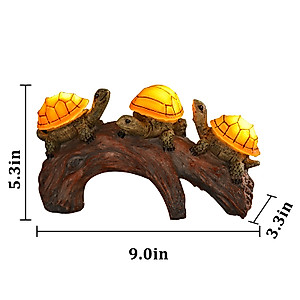 3 Turtles on a Log - Solar Lights Outdoor Garden Decor, Lawn Ornaments Solar Powered Outdoor Waterproof Garden Decorations for Patio, Yard, Pond