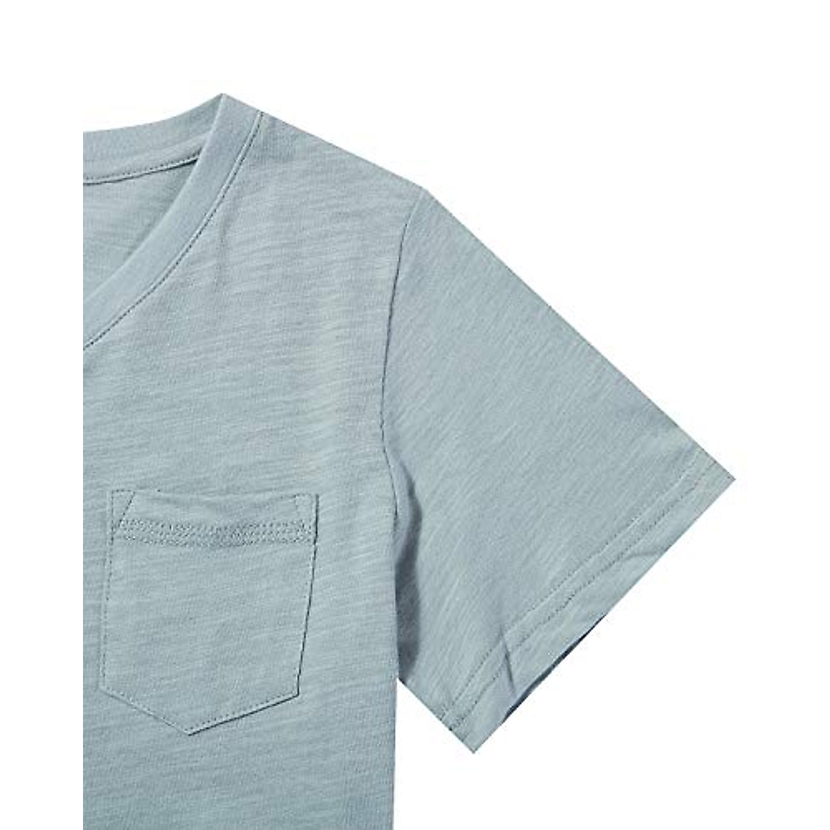 CUNYI Little Boys' Solid Short Sleeve Pocket V-Neck T-Shirt Summer Tops, Light Green, 140