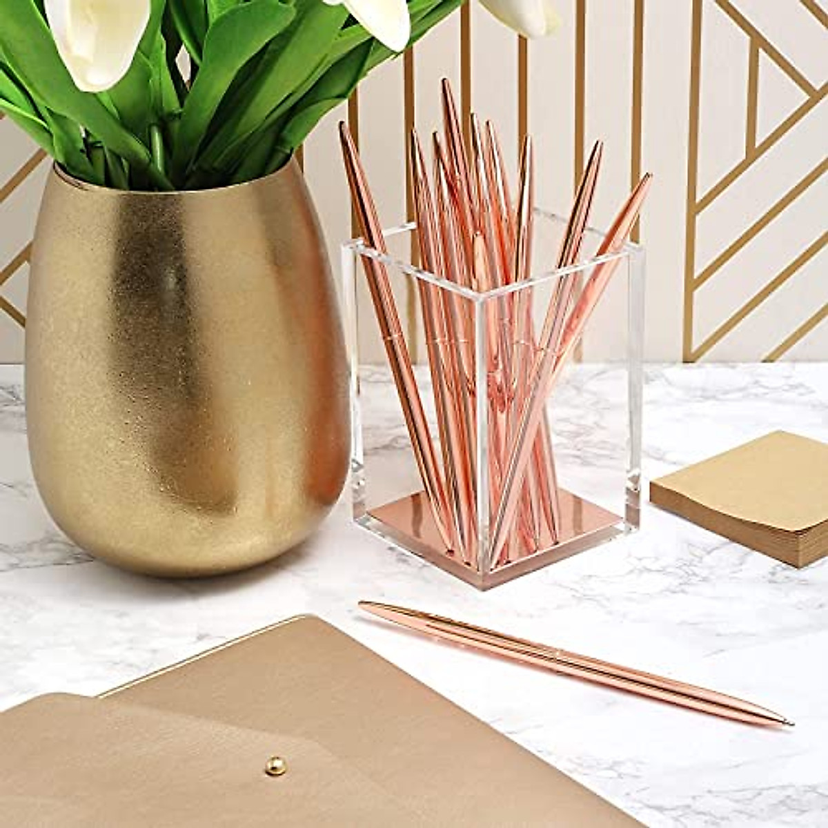 Juvale 12 Pack Ballpoint Rose Gold Pens for Women and Men, Business Students, Teachers, Bulk Set for Office Supplies, New Employee Welcome Gifts, Guestbook (6.4 Inches)