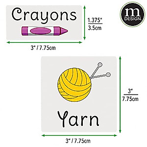 mDesign Home Organization Labels - Preprinted Label Stickers for Craft Room Storage and Cleaning - Household Organizing for Jars, Canisters, Containers, Bins, and Boxes - 24 Count - Clear/Black/Image