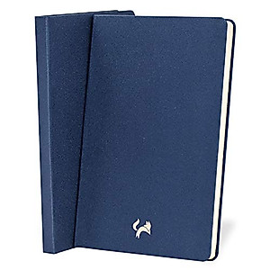 Jumping Fox Design Premium A5 Lined Journal Hardcover Notebook, Medium 5.6 x 8.4 inches, 100gsm Quality Paper, Numbered Pages, Inner Pocket, Unique Leatherette, Twilight Blue