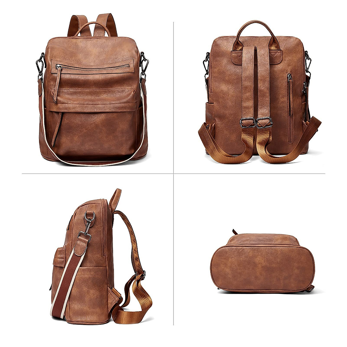 BROMEN Backpack Purse for Women Fashion Leather Designer Travel Large Ladies Shoulder Bag with Women Wallets