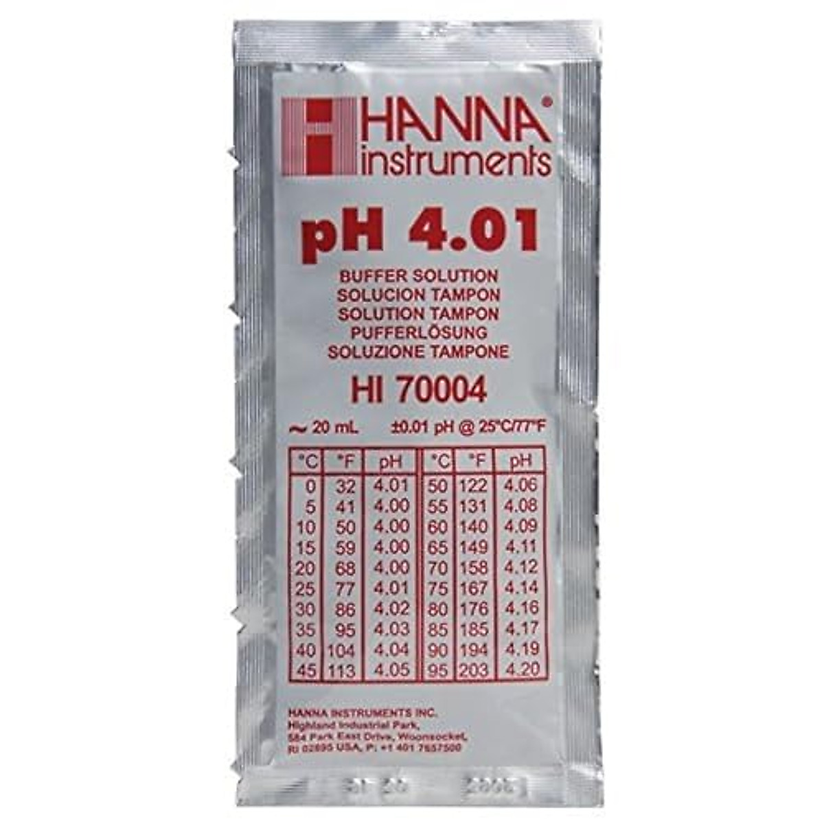 Hanna 4.01 pH Calibration 20 ml packet