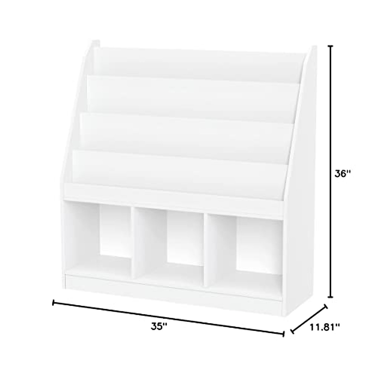 RiverRidge Kids 4 shelves Three Cubbies Bookrack, White (02-251)