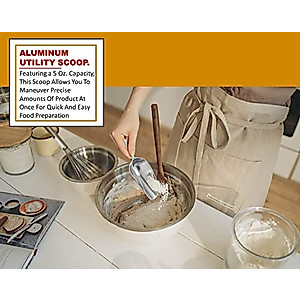 Cast Aluminum Utility Scoop, 5-Ounce - Round Bottom, Small ice scoop For Multi-Purpose Use, With Finger Groove Handle (Hand Wash Only) 5 oz.