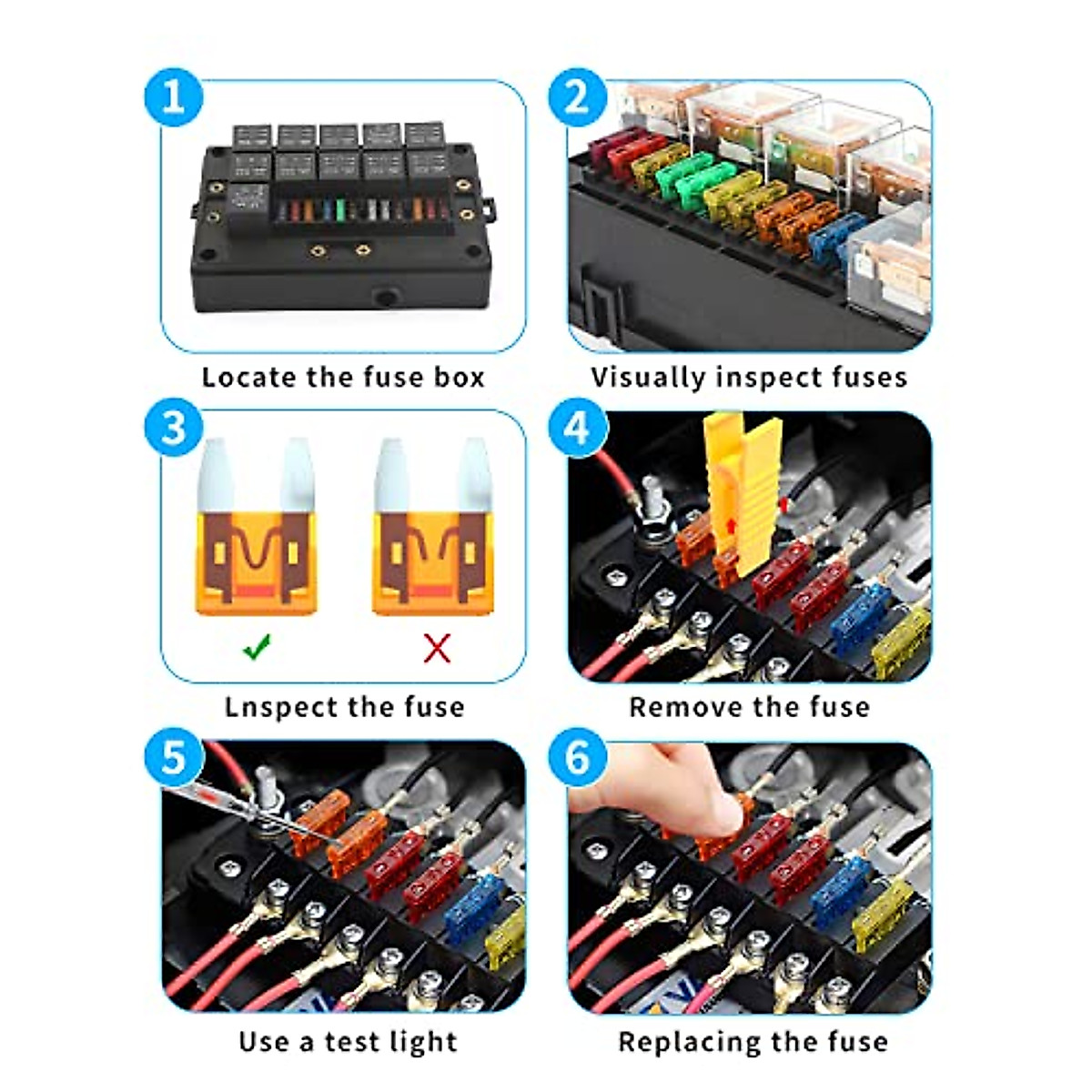 Fuses Assortment Kit - 110pcs Standard & Mini Blade Car Fuse, 2A 3A 5A 7.5A 10A 15A 20A 25A 30A 35A 40 Amp Replacement Fuses for Car RV Boat Truck SUV Automotive