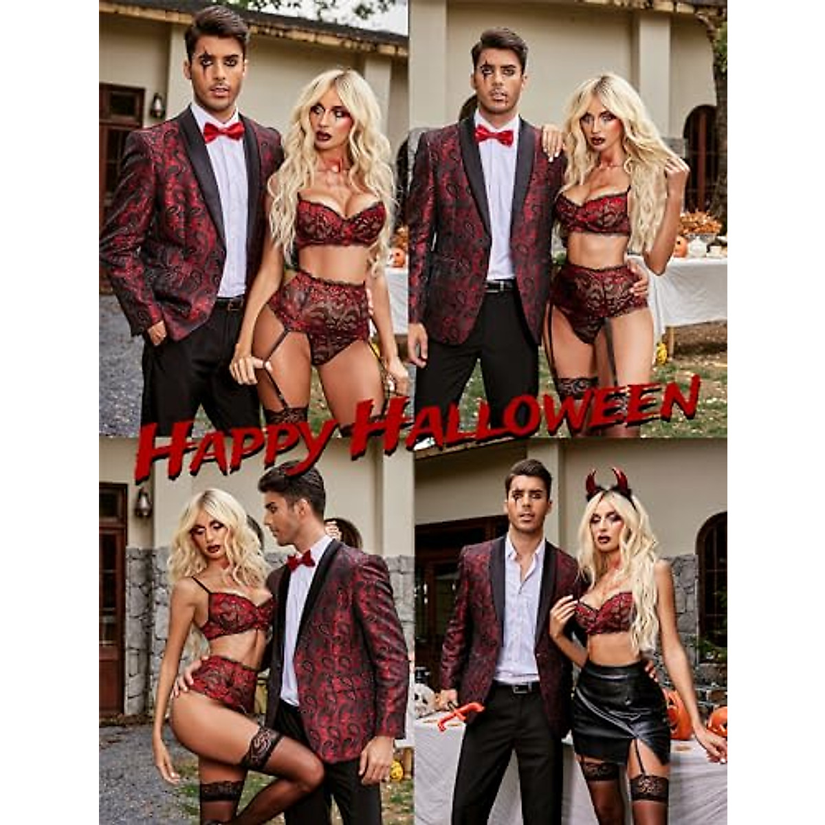 Avidlove Lingerie For Women High Waisted Lingerie Set with Garter Underwire Push Up Bra and Panty Sets(Red,M)