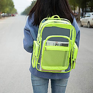 MGgear 17-Inch Clear Security Backpack with Yellow Trim, Transparent PVC Book Bag