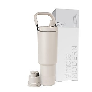 Simple Modern Trek Pivot | 40oz Flip Straw Tumbler with Handle | Water Bottle & Boot | Interchangeable Straw & Chug Lids | Insulated Stainless Steel Jug | Gym Sports Outdoors | Almond Birch