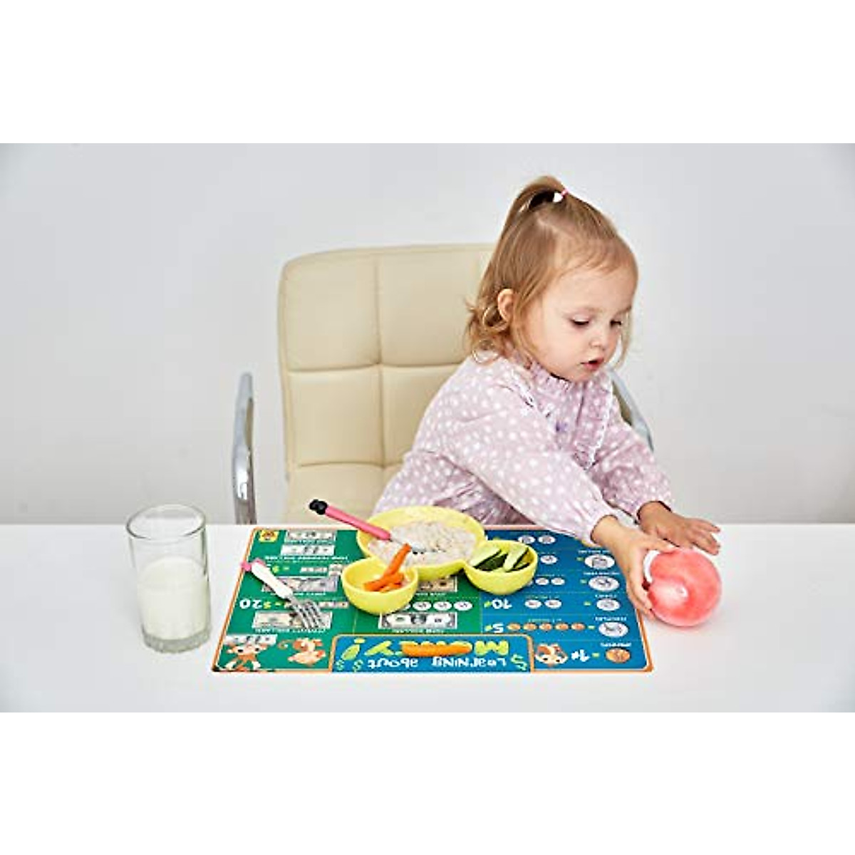 UNCLE WU Learning About Money Placemats - Early Childhood Education Materials Preschool -16 x 12 inch Waterproof Poster