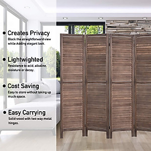 Jolicasa 5.6 ft. Tall- 16" Wide- Wood Room Divider, Divider Freestanding 6 Panels, Divider,Decorative Panel, Wooden Privacy Screen, Panels Folding Partition Wall, (Brown, Panel)