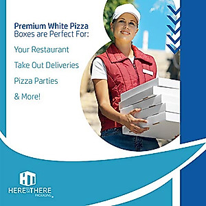 White Cardboard Pizza Boxes, Takeout Containers - 14 x 14 Pizza Box Size, Corrugated, Kraft – 50 Pack