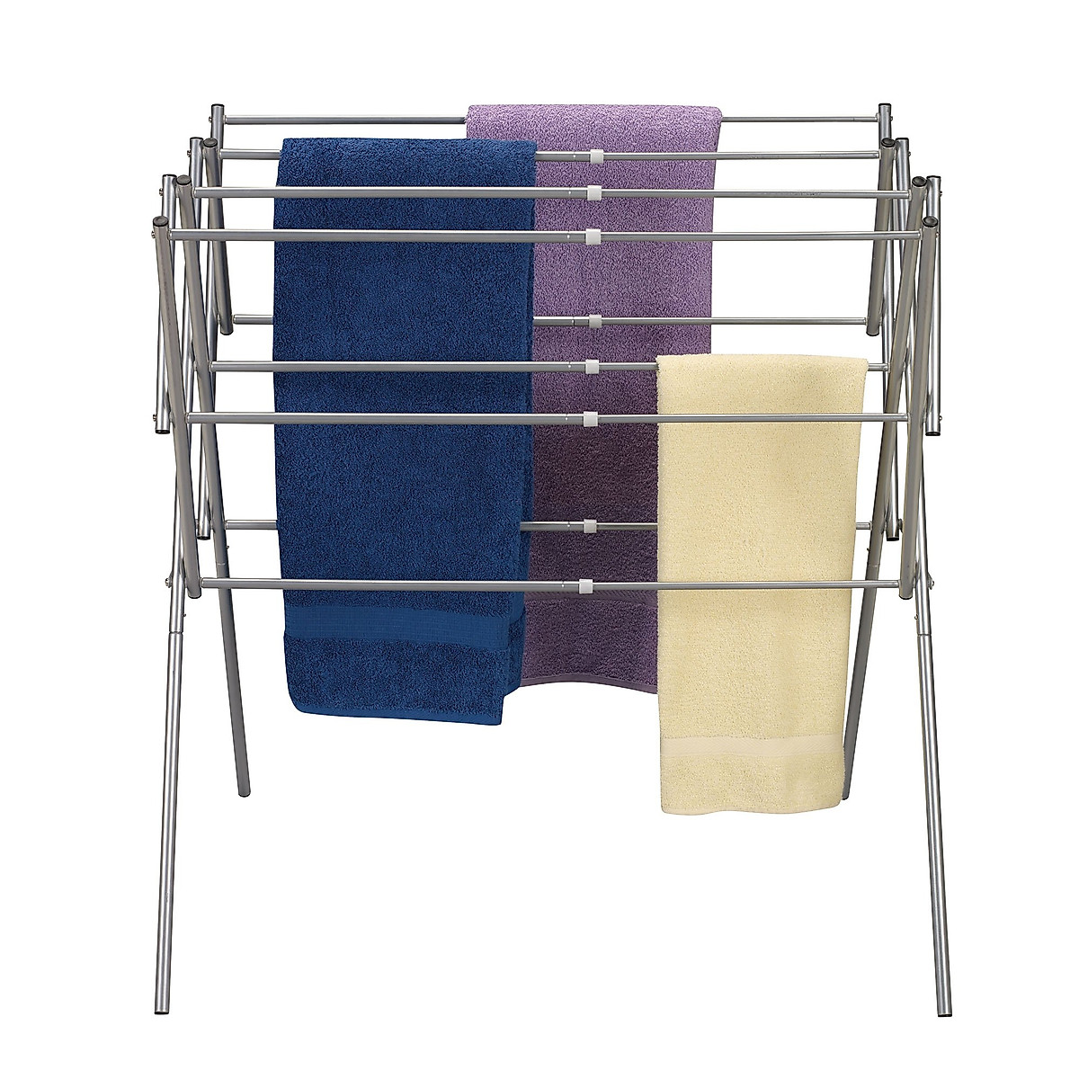 Household Essentials 5127 Collapsible Expandable Metal Clothes Drying Rack - Dry Wet Laundry Indoors - Satin Silver