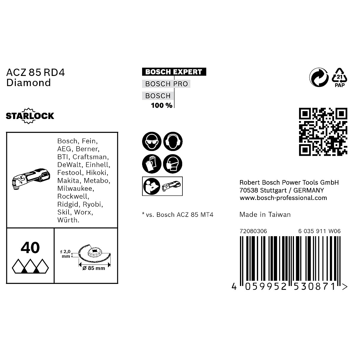 Bosch Professional 10x Expert Grout Segment Blade ACZ 85 RD4 Multitool Blades (for Mortar, Ø 85 mm, Accessory Multitool)