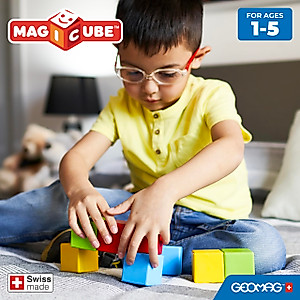 Swiss-Made MagiCube, 1.57in Large Magnetic Blocks, Safety Tested, Non-Toxic, Smooth Edges, Gifts for 3 4 5 6 Year Old, Magnet Toy Building Blocks, Toddlers, Girls & Boys, Sensory STEM, Preschool Toys