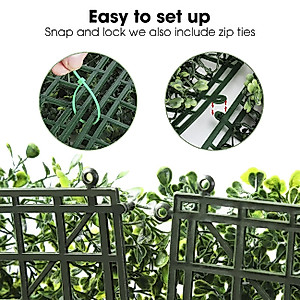 Artificial Boxwood Hedge Panels for Wall Backdrop, Divider Screen, Privacy Fence, Party Decor 20” x 20” Set of 12 Faux Greenery Fake Grass Garden Turf Foliage Tile Mats for Indoor, Outdoor Decoration