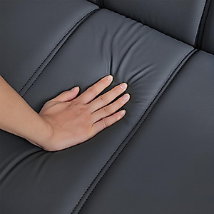 COPIAE Leather Futon Sofa Bed Couch, Piano Key Design 78“ Faux Leather Sofa, Adjustable Backrest, Sleeper Sofa Couch, Modern Decor Love Seat Couches, Upholstered Loveseat for Living Room, Grey