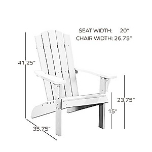Vobelta Adirondack Chair, Premium Poly Lumber, Ergonomic Design and Comfort, Heavy Duty, Weatherproof, Outdoor Patio Garden Classic Adirondack Chairs, Waves Collection (White)