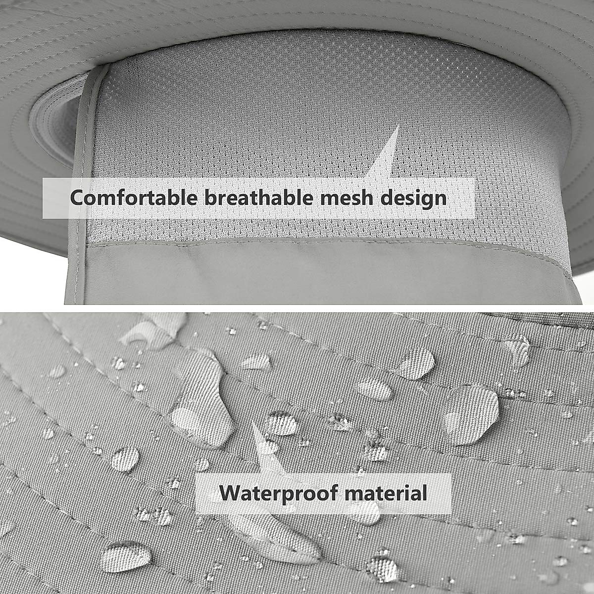 LCZTN Mens UPF 50+ Sun Protection Safari Cap Wide Brim Fishing Hiking Hat with Neck Flap for Garden Work (2 Pack-Light Grey＆Light Grey)