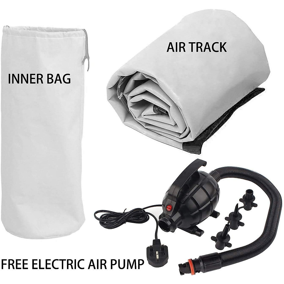 Air Track Gymnastics Tumbling Mat Inflatable 10ft 13ft 16ft 20ft Flooring Mat Yoga Training Mat 4 Inch Thickness for Home Use/Training/Cheerleading/Yoga/Water Fun (Black, 4m)