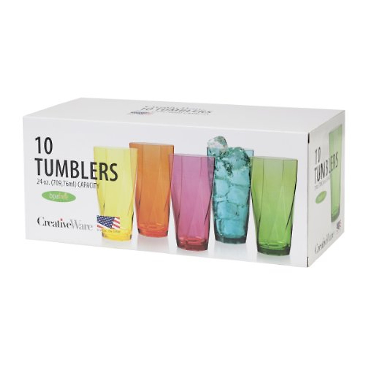 CreativeWare Acrylic Twist 24-Ounce Tumblers, Set of 10