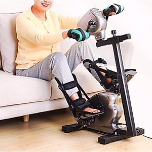Motorized Pedal Exerciser with Protector Bracket, Physical Rehabilitation Electric Exercise Bike with Leg Arm Workout for Elderly Handicapped & Disabled